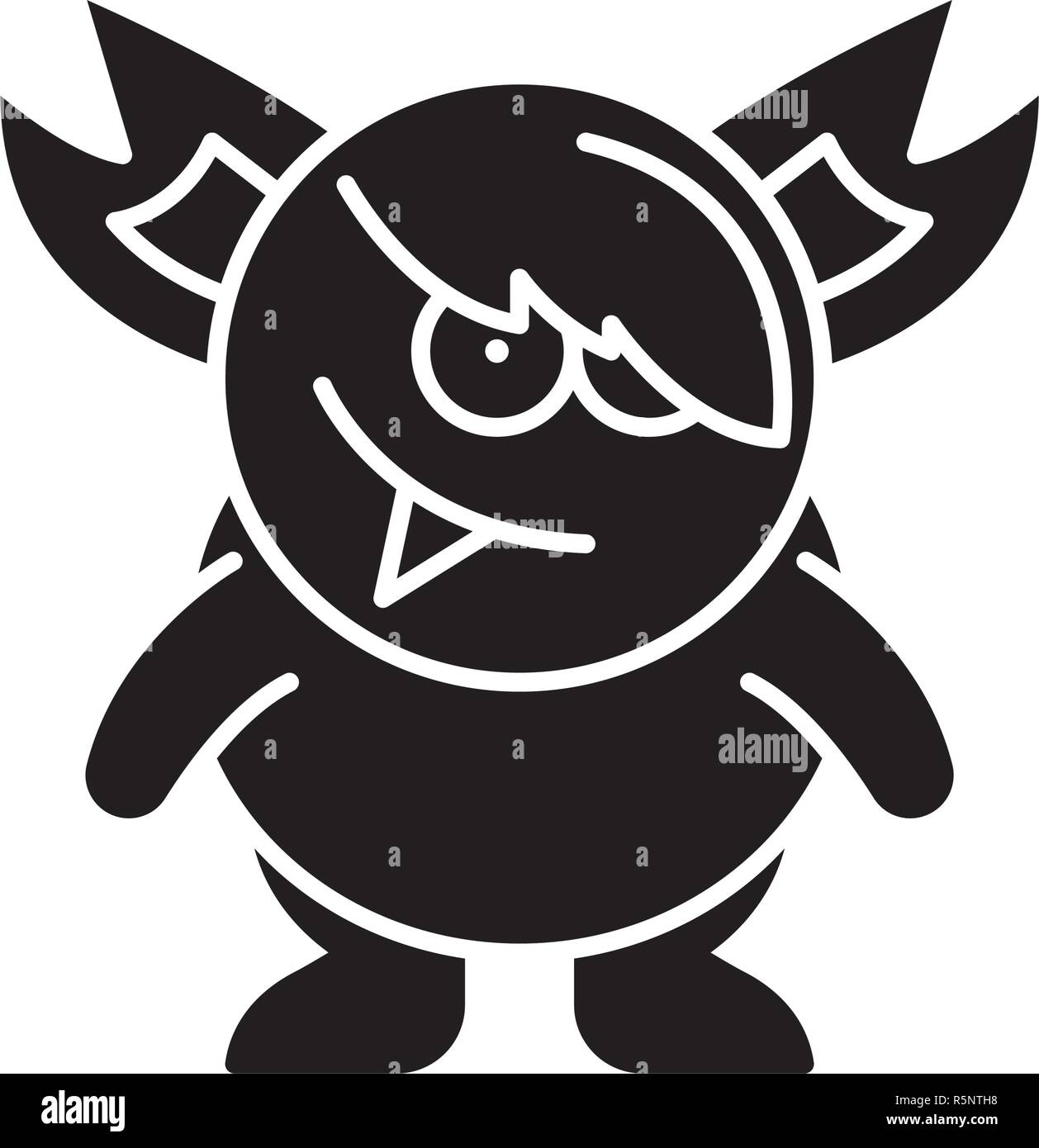 Monster black icon, vector sign on isolated background. Monster concept ...