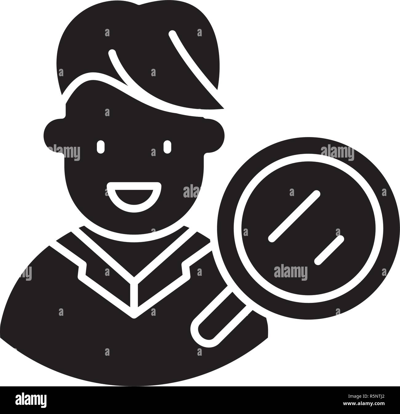 Target audience research black icon, vector sign on isolated background ...