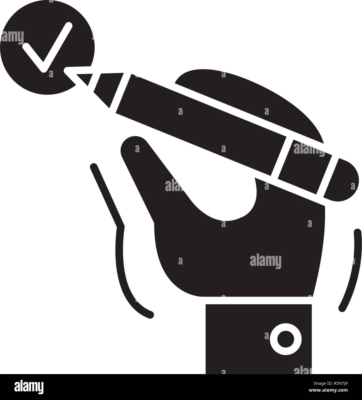 Mark done black icon, vector sign on isolated background. Mark done ...