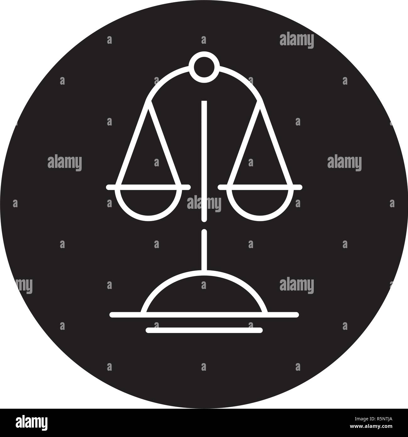 Scales of truth black icon, vector sign on isolated background. Scales ...
