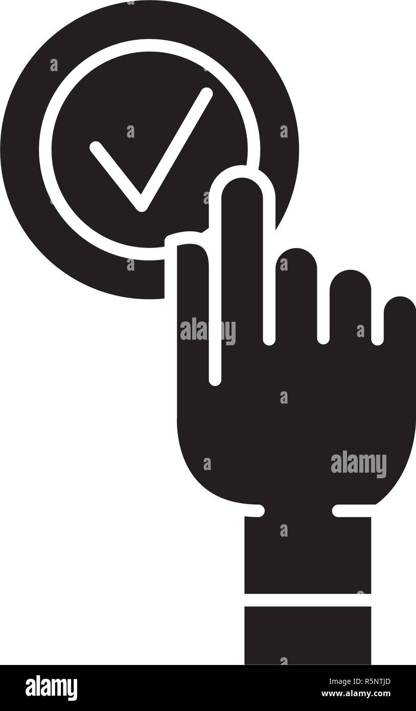 Click click box black icon, vector sign on isolated background. Click ...