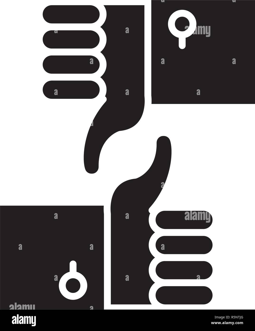 Approval and rejection black icon, vector sign on isolated background ...