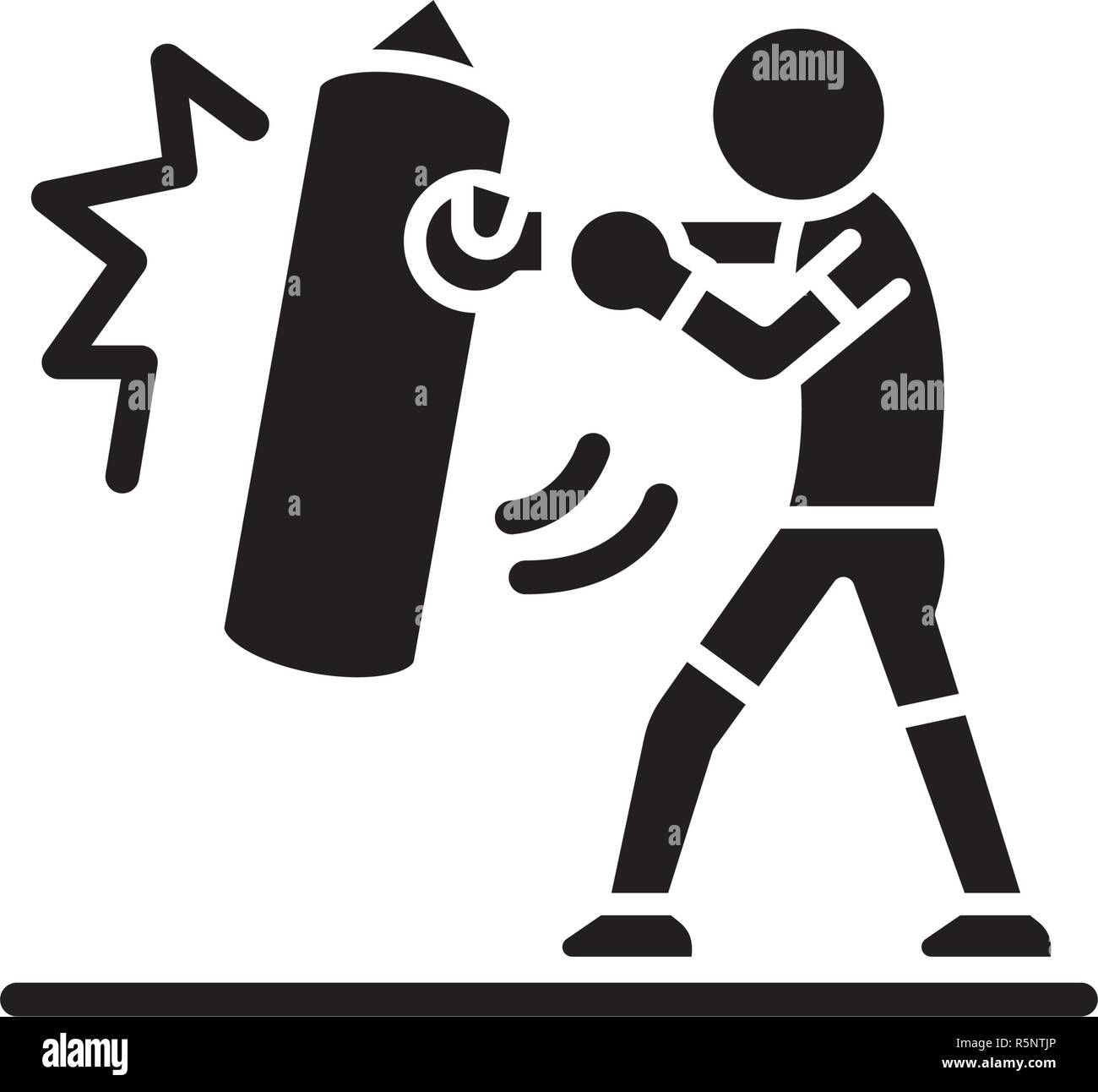 Taekwondo black icon, vector sign on isolated background. Taekwondo ...