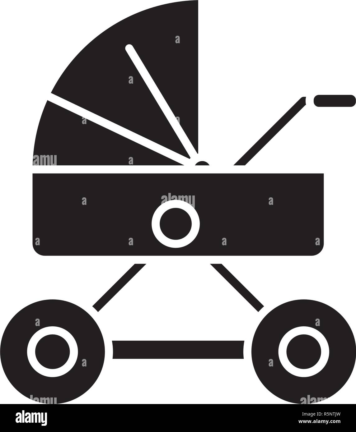 Baby stroller black icon, vector sign on isolated background. Baby ...