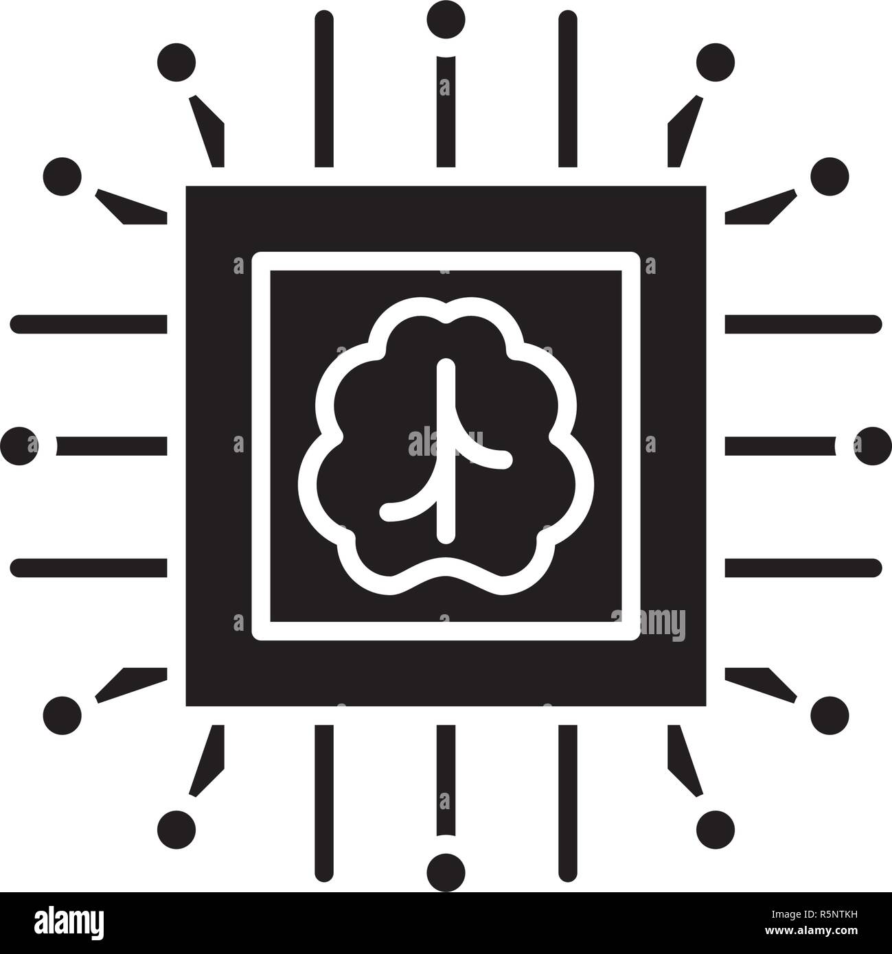 Artificial intelligence technologies black icon, vector sign on ...