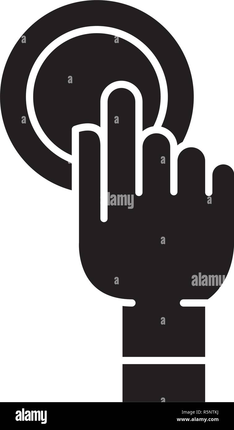 Finger touch black icon, vector sign on isolated background. Finger ...