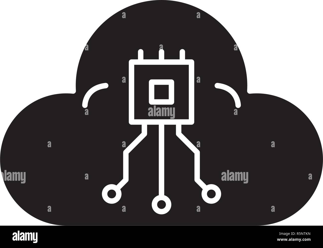 Cloud technologies system black icon, vector sign on isolated ...