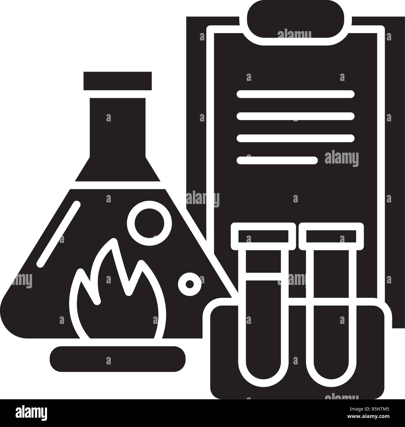 Chemical experiments black icon, vector sign on isolated background ...
