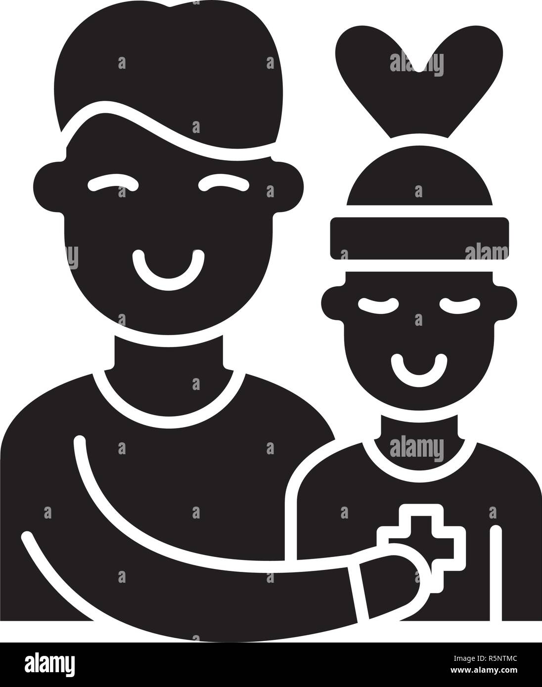 Patient care black icon, vector sign on isolated background. Patient ...