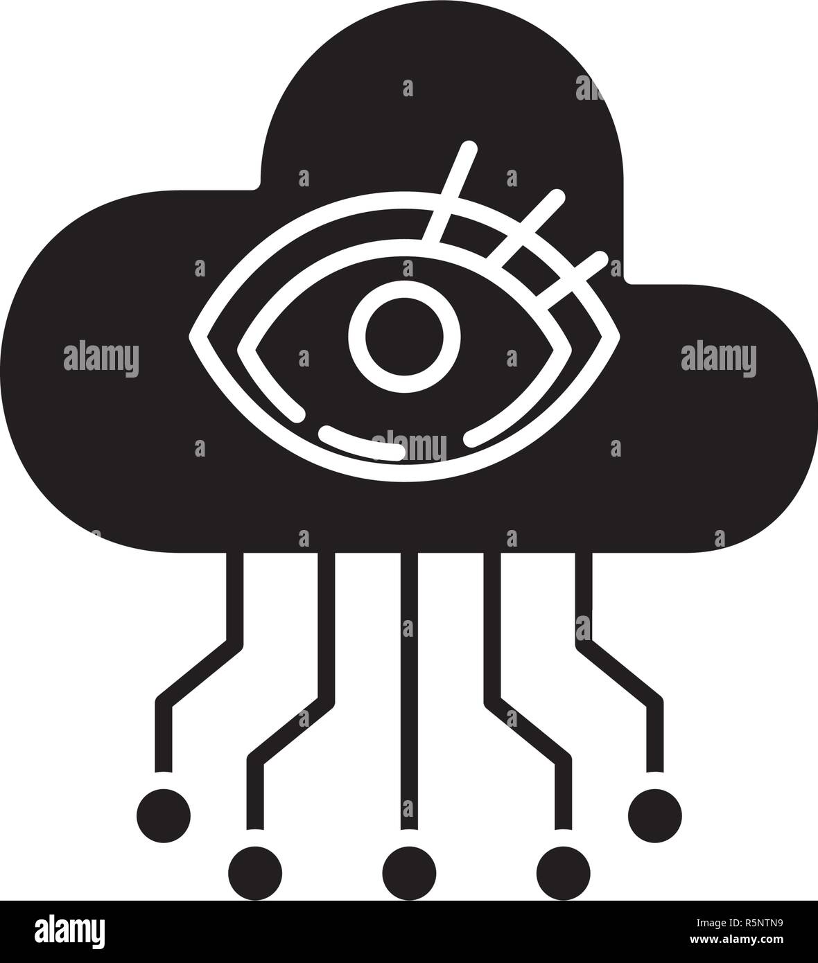 Artificial Intelligence Visualization Black Icon Vector Sign On Isolated Background Artificial