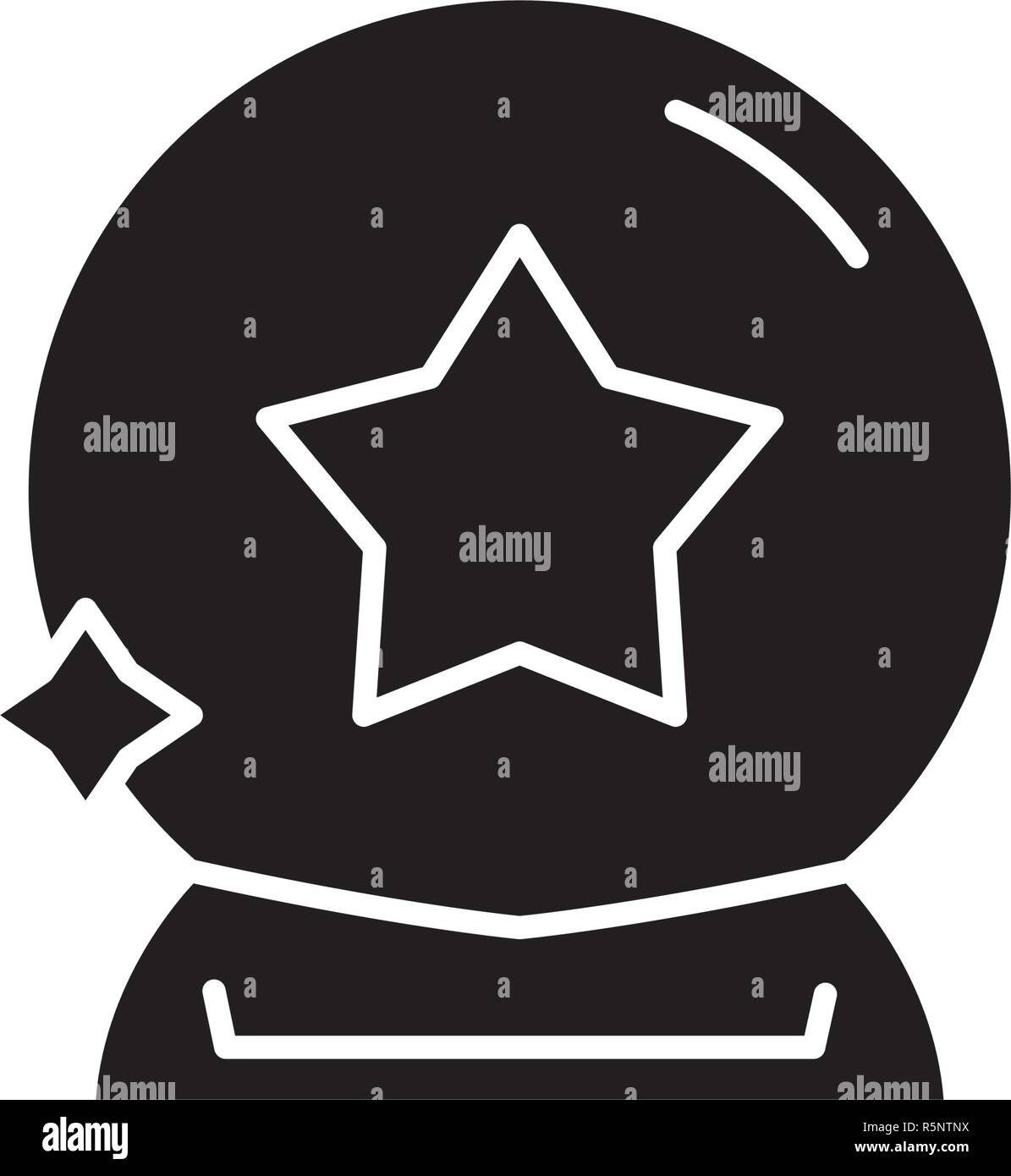 Magic ball black icon, vector sign on isolated background. Magic ball ...