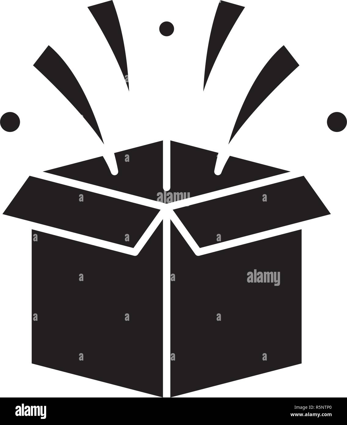Surprise in box black icon, vector sign on isolated background ...