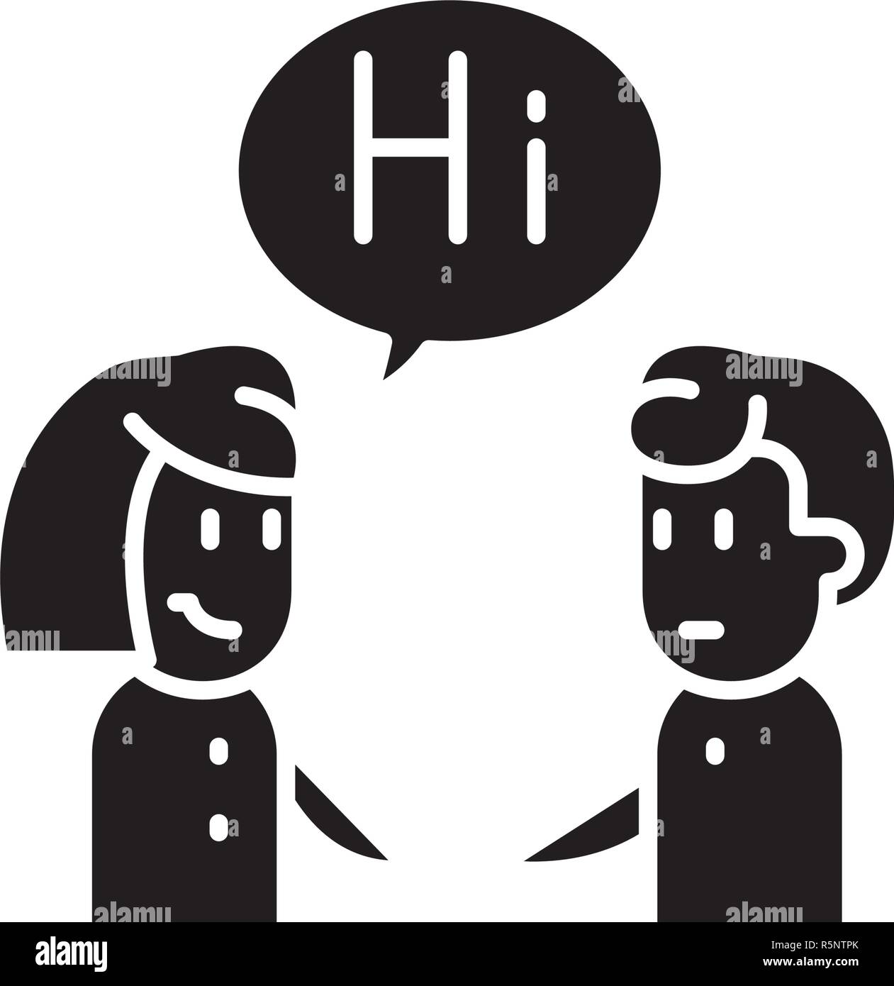 Girl communicates with a guy black icon, vector sign on isolated ...