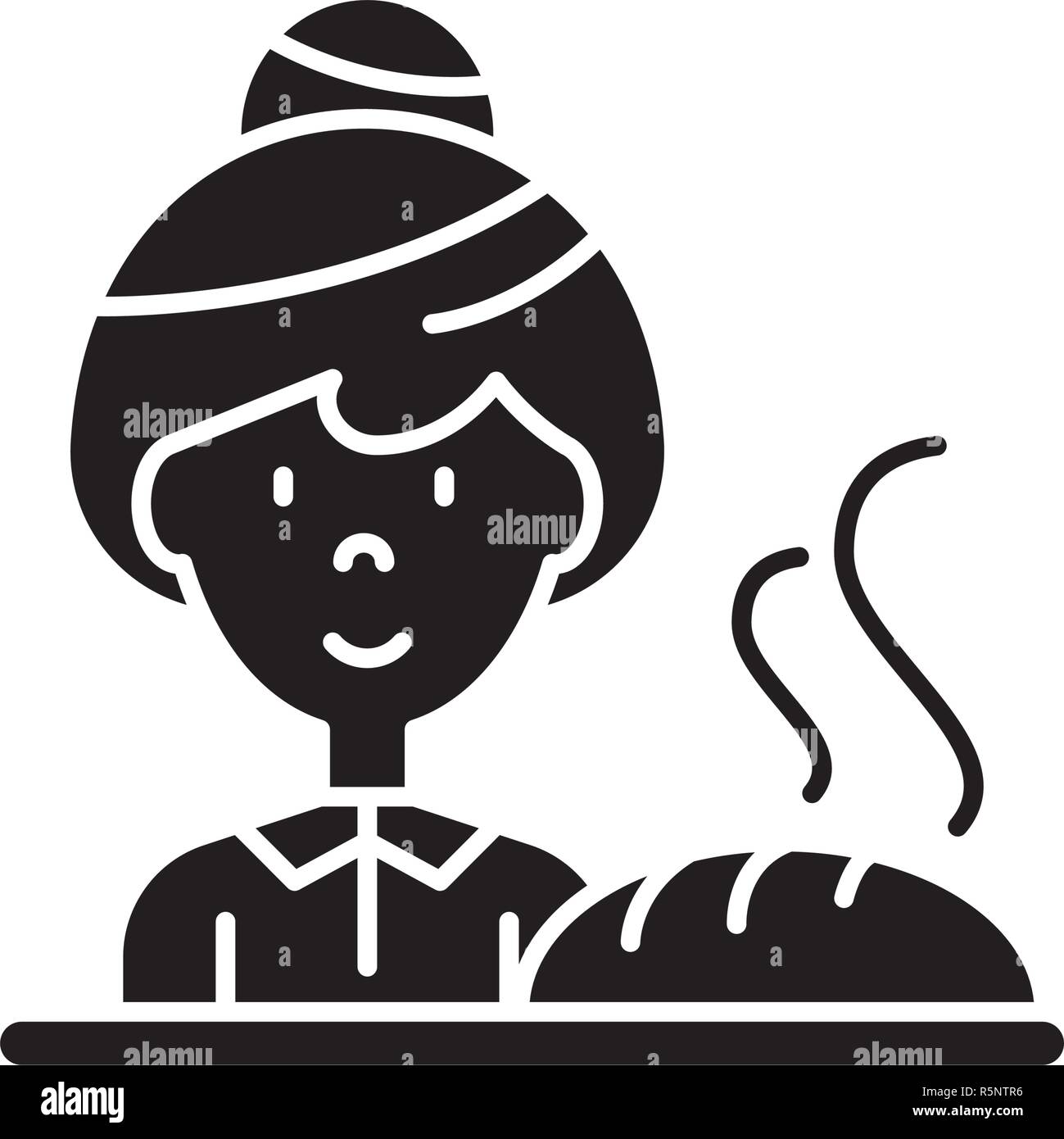 Baking bread black icon, vector sign on isolated background. Baking ...