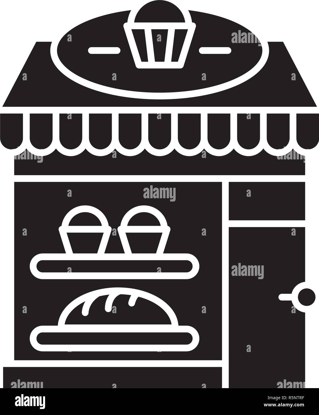 Bakery black icon, vector sign on isolated background. Bakery concept ...