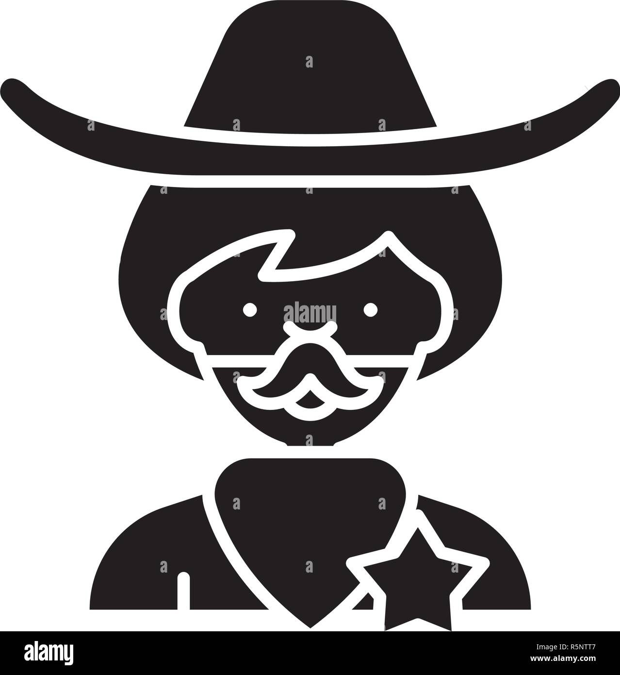 Cowboy black icon, vector sign on isolated background. Cowboy concept ...