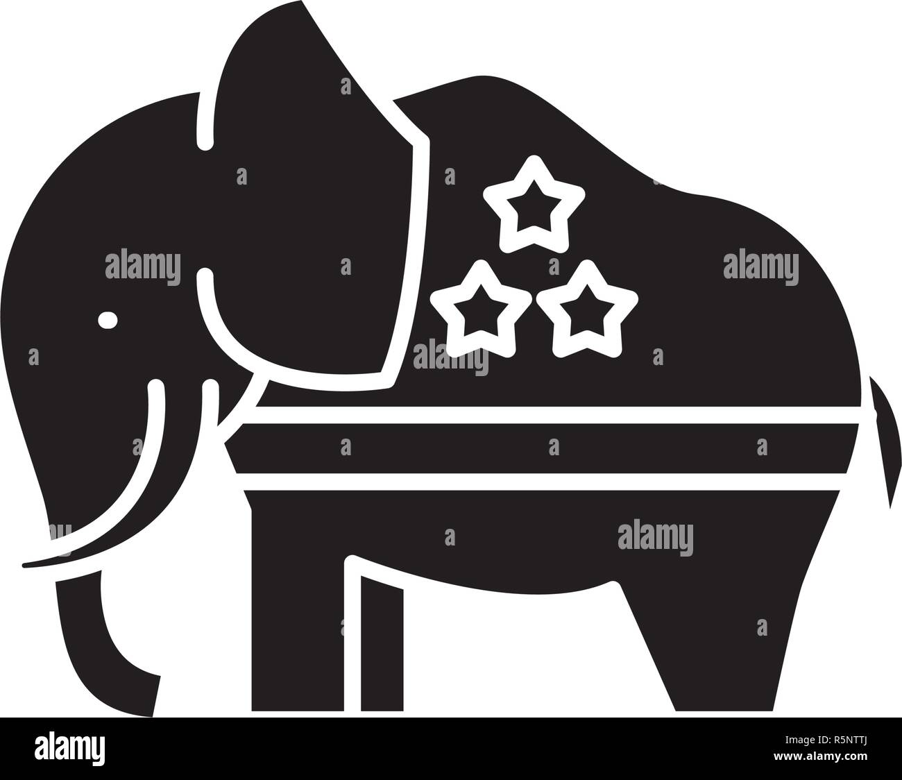 Republican elephant black icon, vector sign on isolated background ...