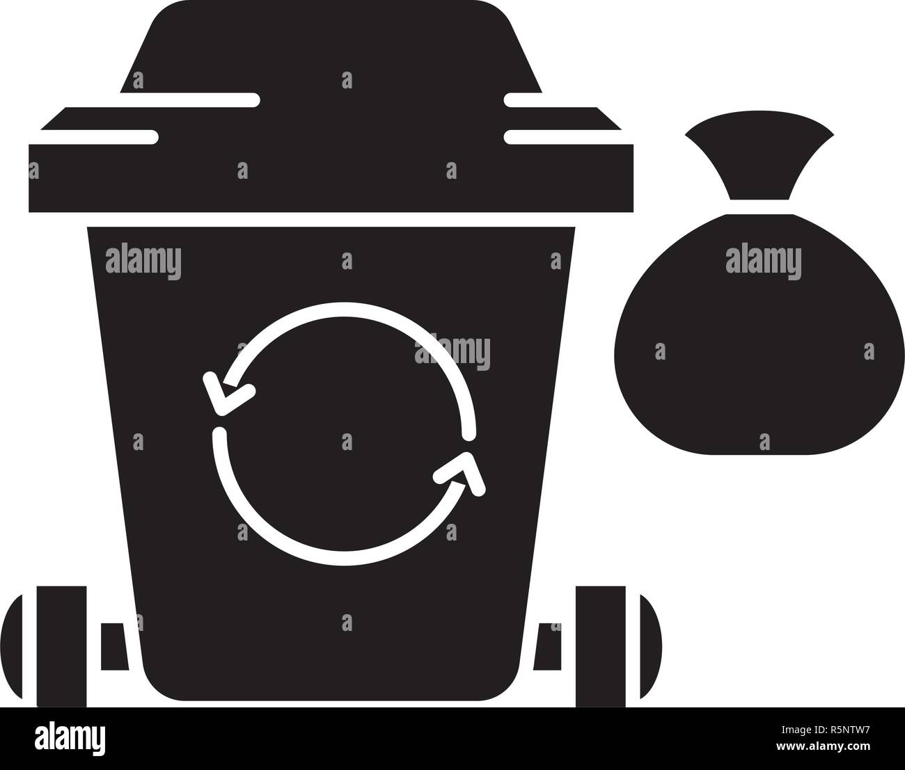 Garbage black icon, vector sign on isolated background. Garbage concept ...