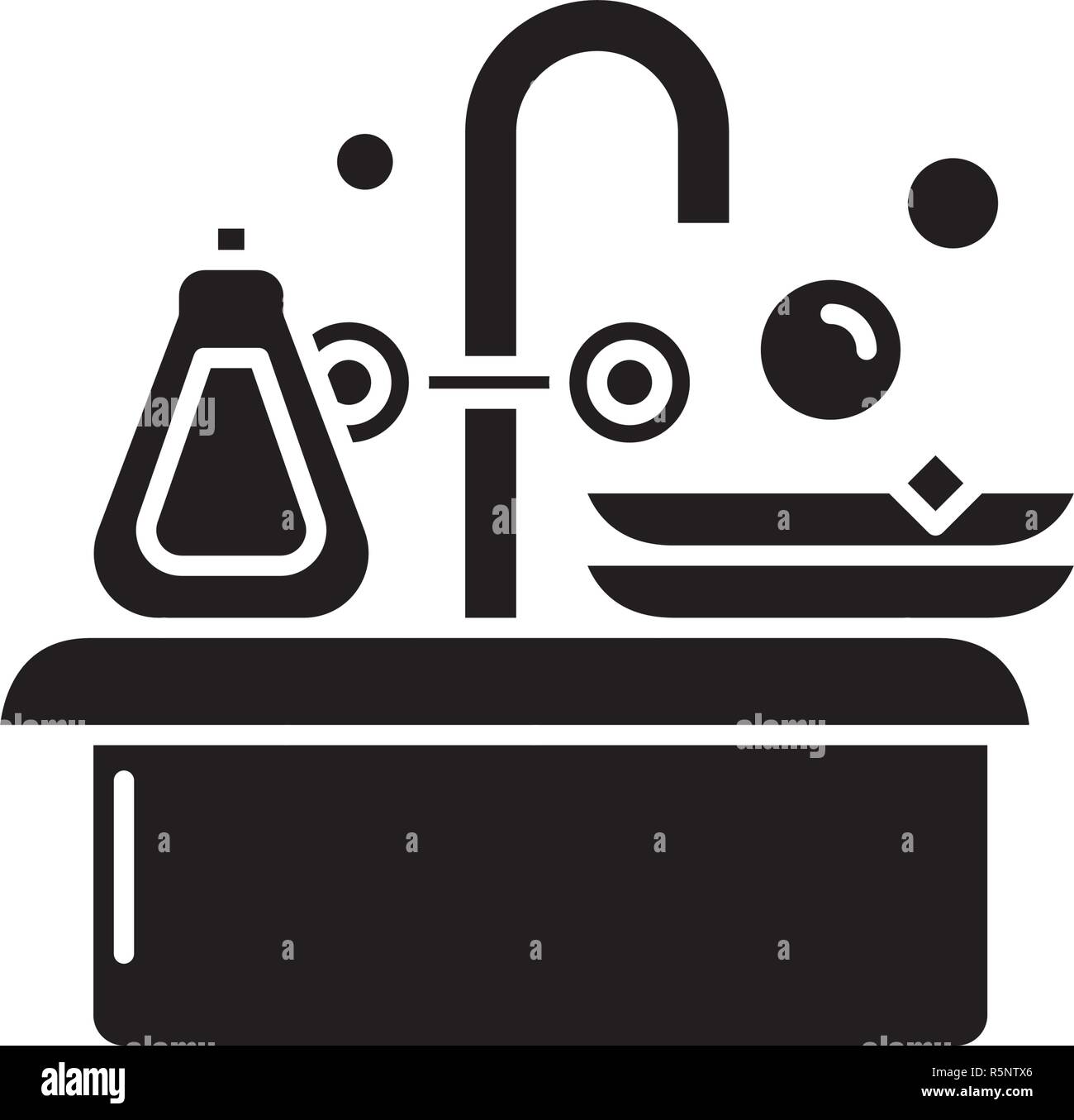 Cleaning dishes black icon, vector sign on isolated background ...
