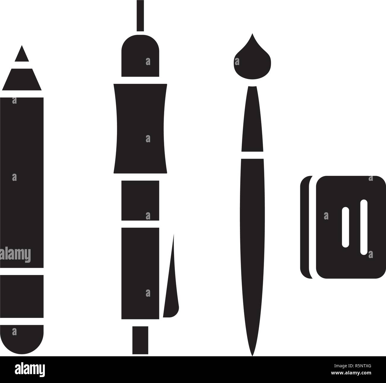 Artist tools black icon, vector sign on isolated background. Artist ...