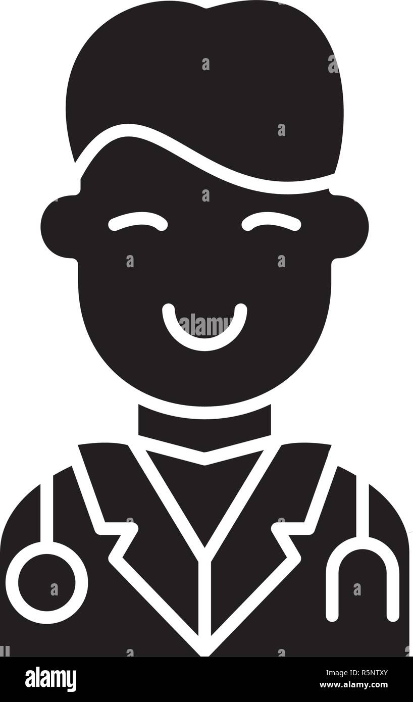 Surgeon black icon, vector sign on isolated background. Surgeon concept ...