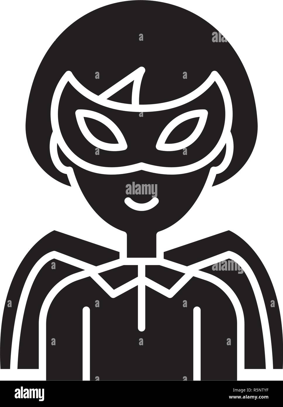 Super hero black icon, vector sign on isolated background. Super hero ...