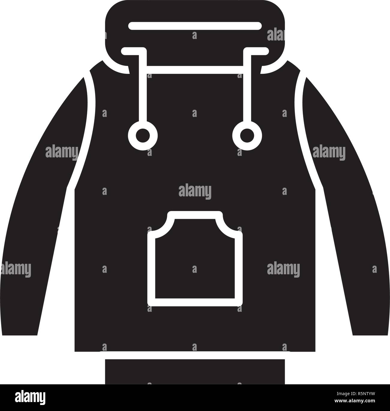 Winter jacket black icon, vector sign on isolated background. Winter ...