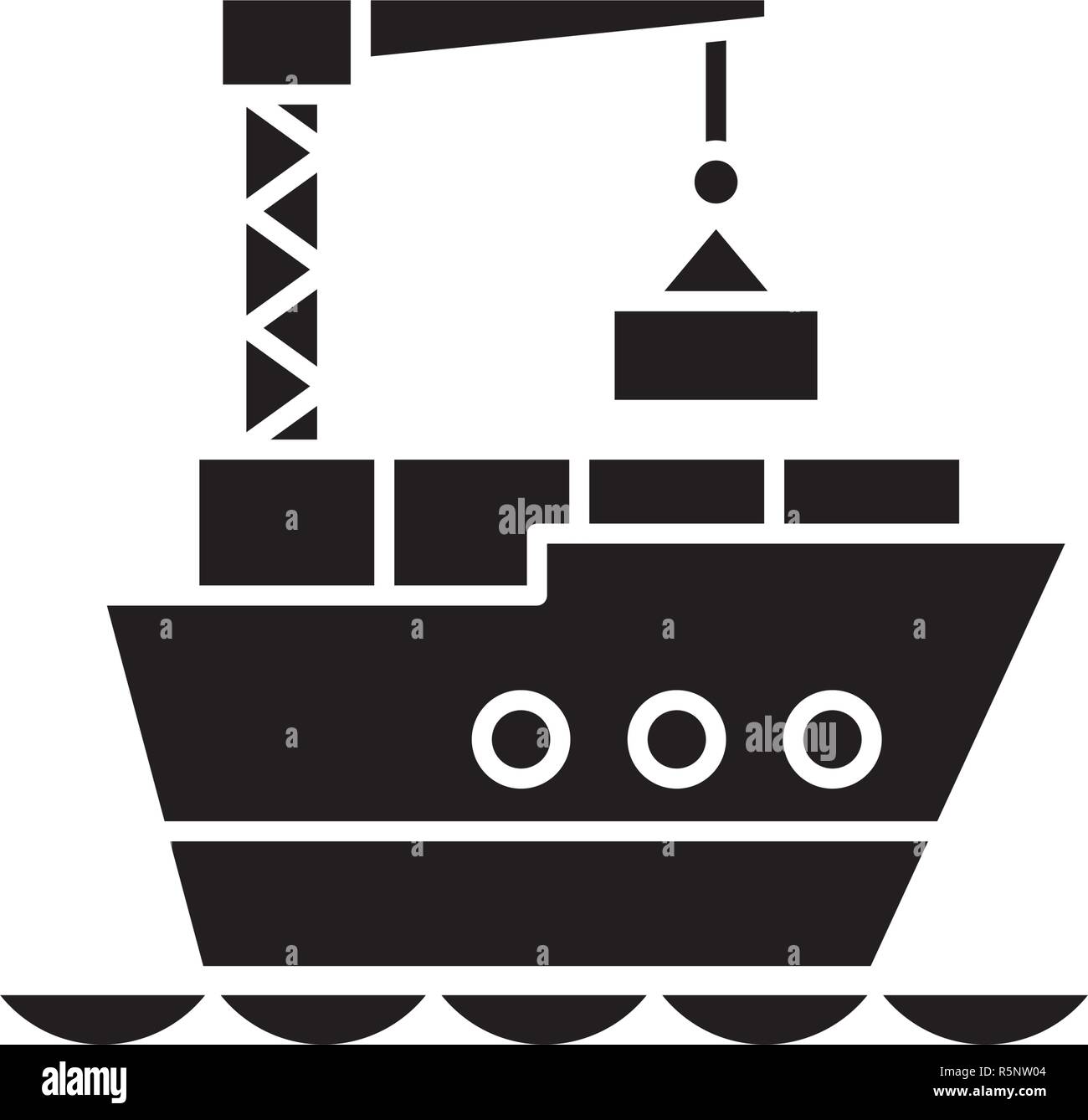 Maritime logistics black icon, vector sign on isolated background ...