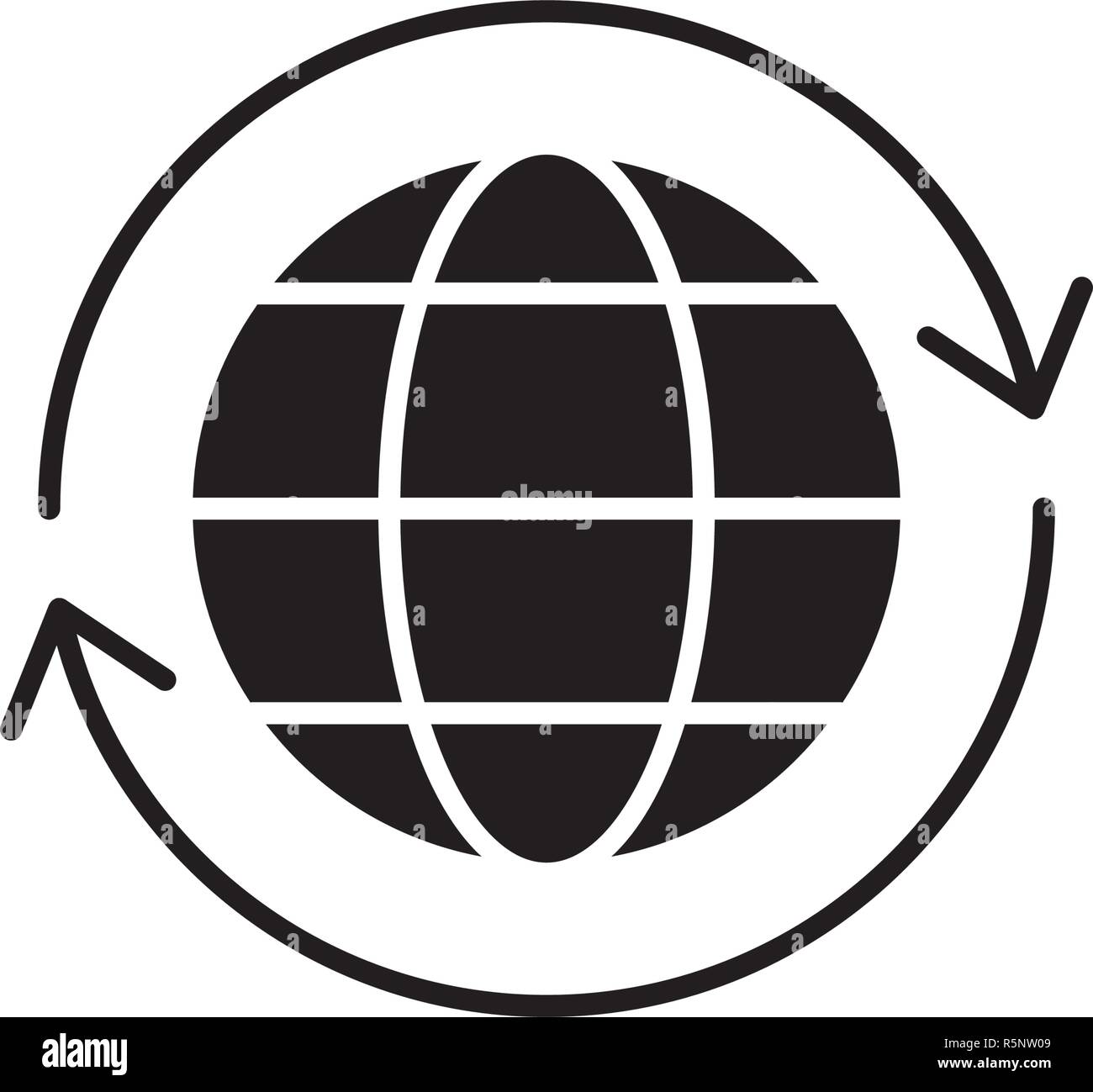 Global logistics black icon, vector sign on isolated background. Global ...