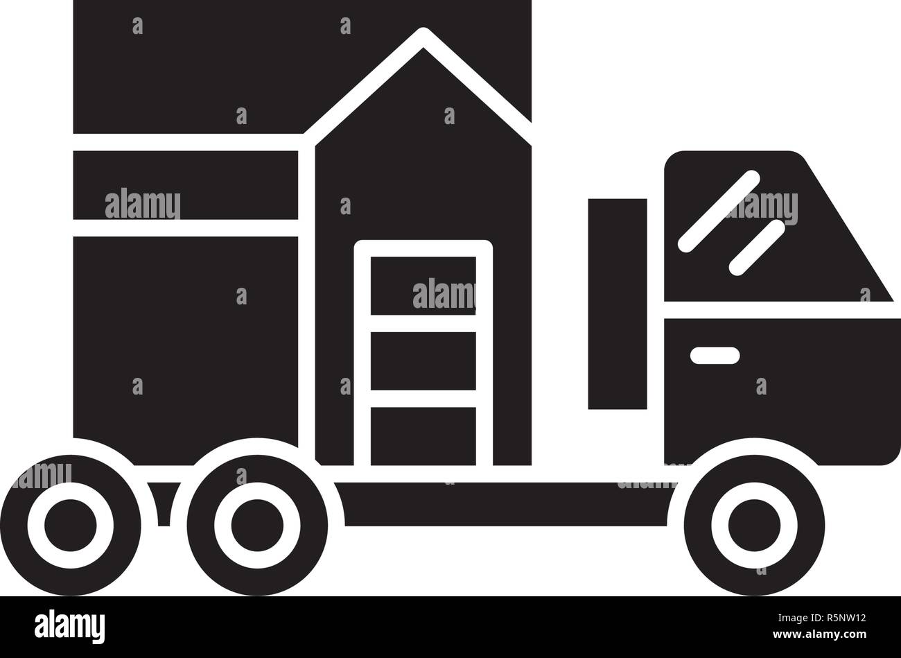 House transportation black icon, vector sign on isolated background ...