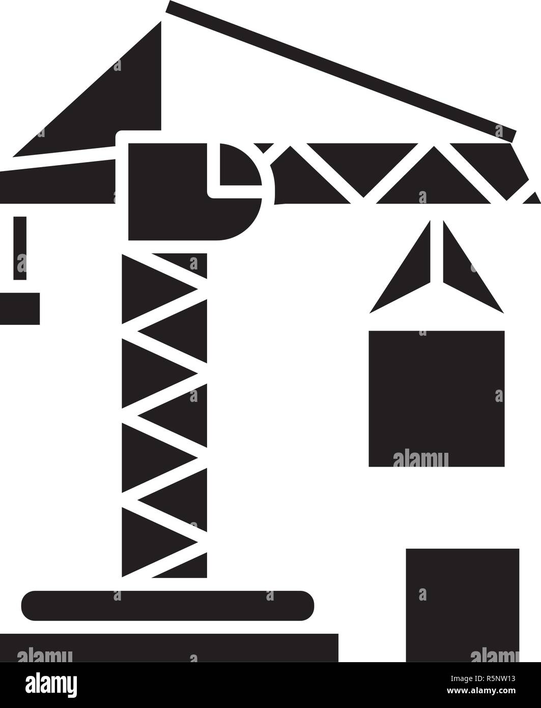 Civil construction crane black icon, vector sign on isolated background ...