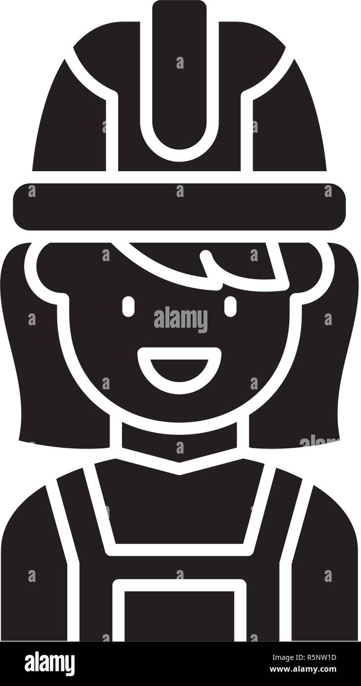 Construction master black icon, vector sign on isolated background ...