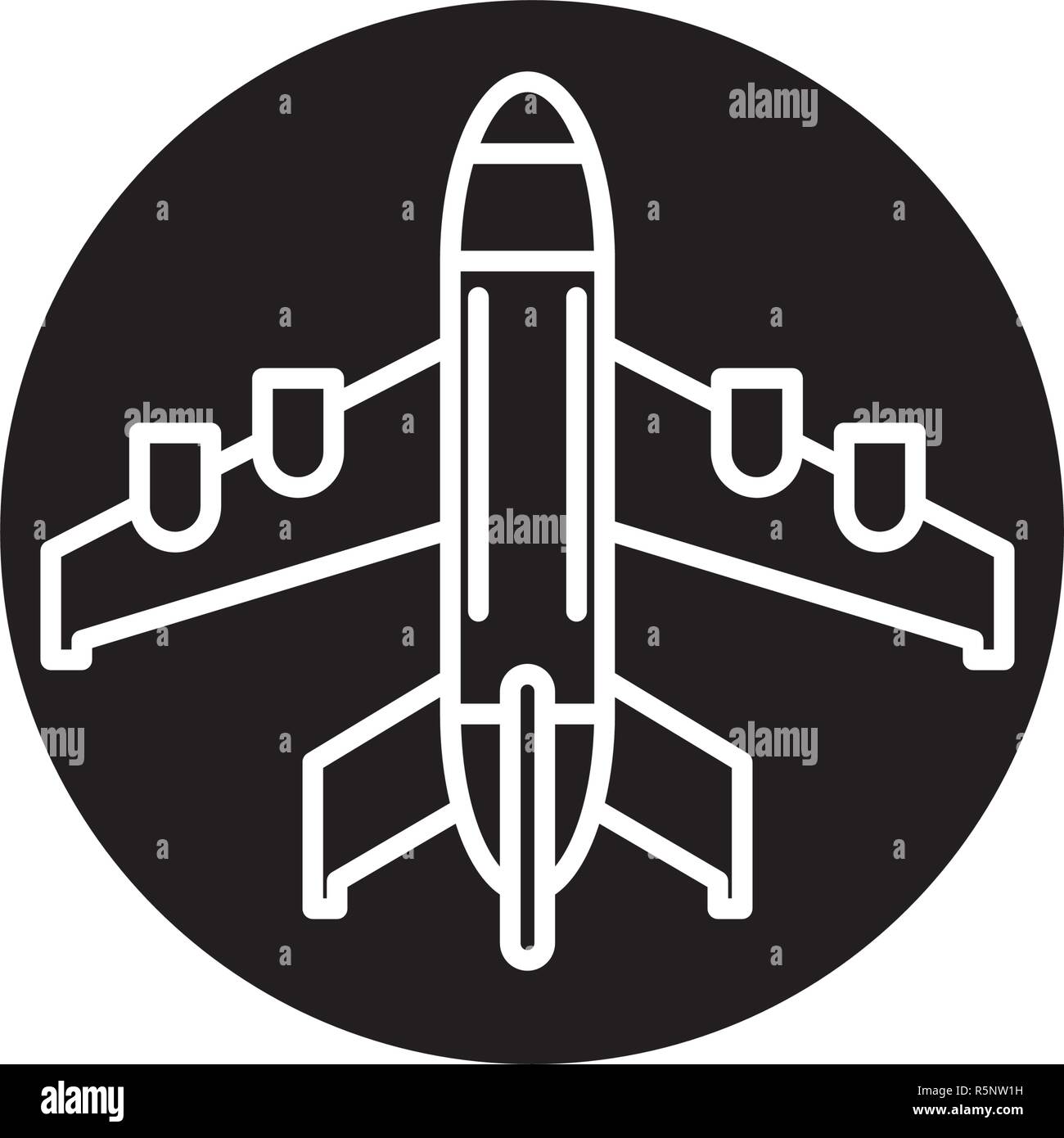 Plane landing black icon, vector sign on isolated background. Plane ...