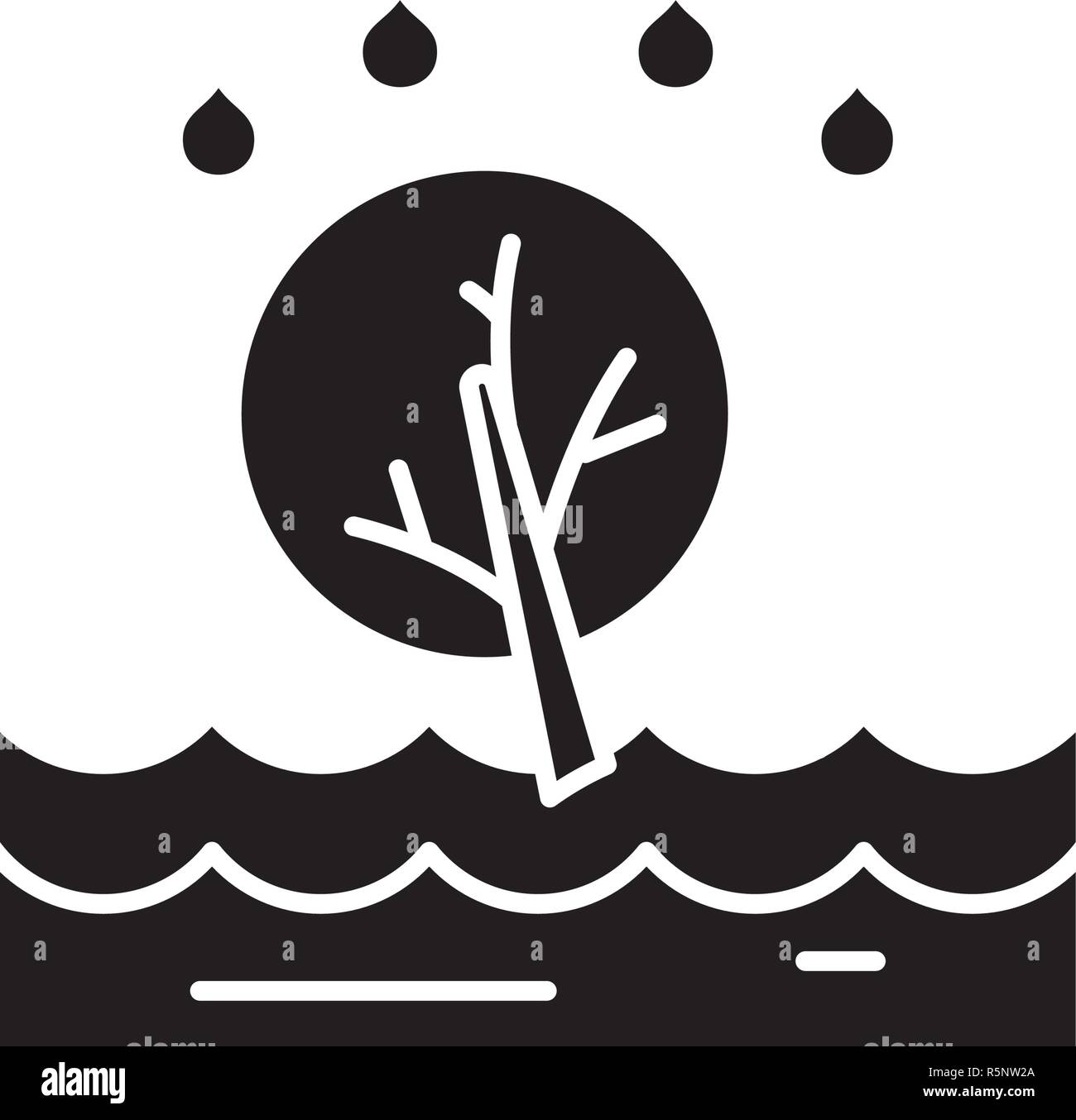 Flood black icon, vector sign on isolated background. Flood concept ...