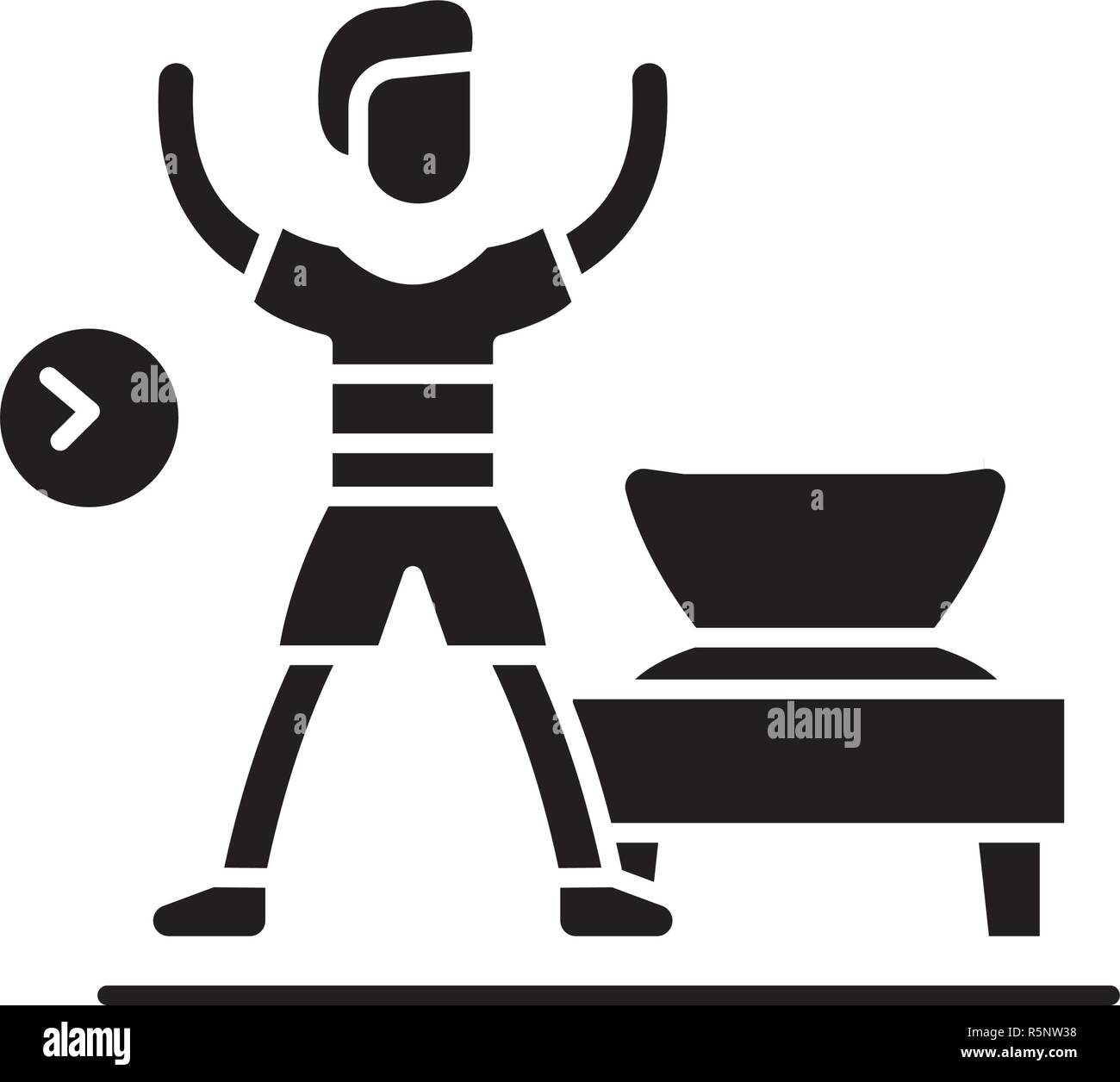 Morning gymnastics black icon, vector sign on isolated background ...