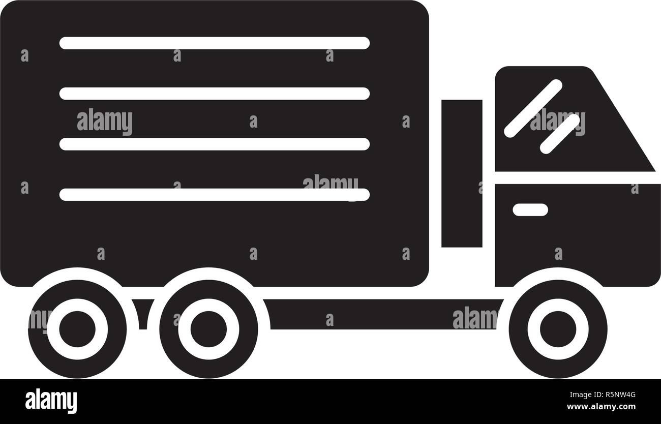 Container ship black icon, vector sign on isolated background ...