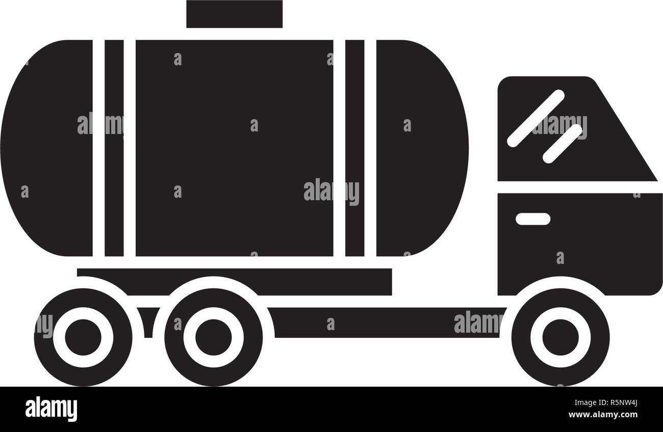 Tank car black icon, vector sign on isolated background. Tank car ...