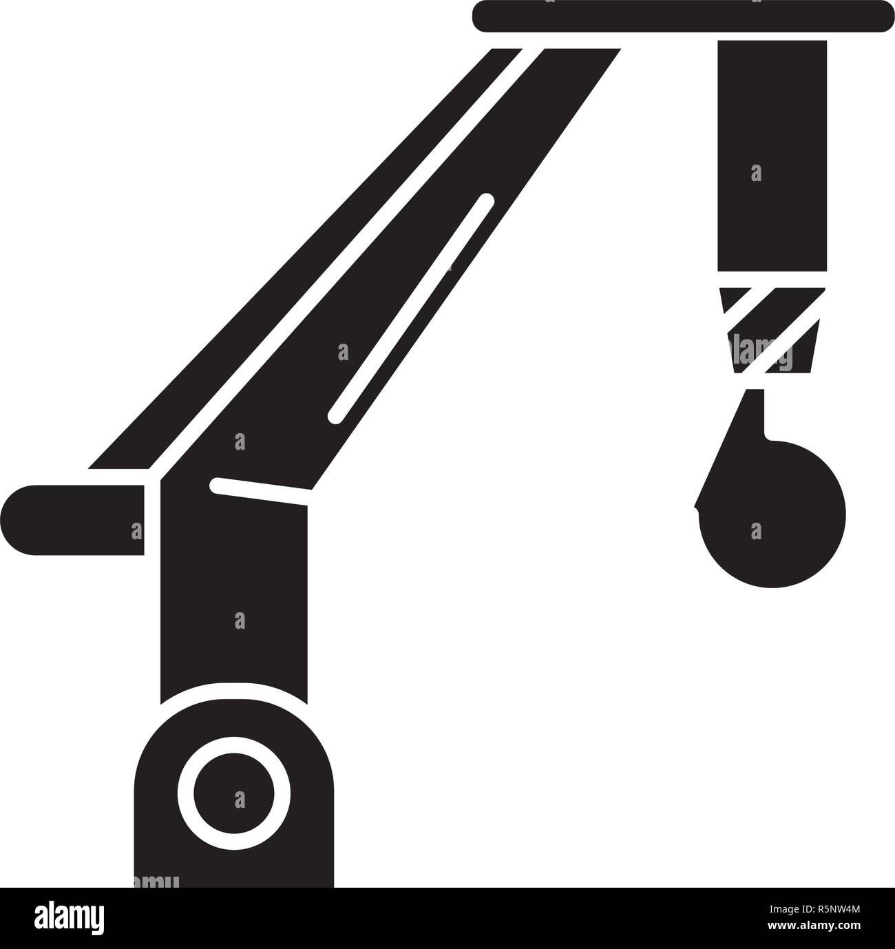 Industrial crane black icon, vector sign on isolated background ...