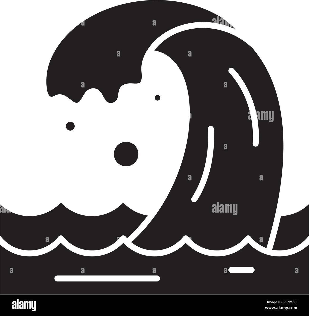 Sea wave black icon, vector sign on isolated background. Sea wave ...
