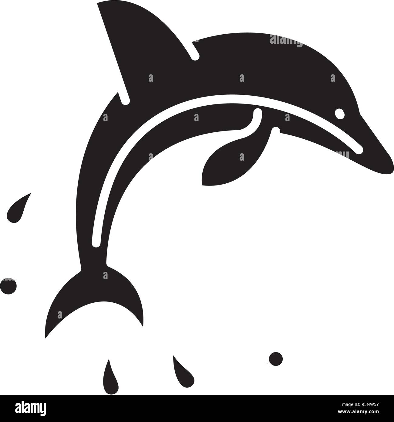 Dolphin show black icon, vector sign on isolated background. Dolphin ...