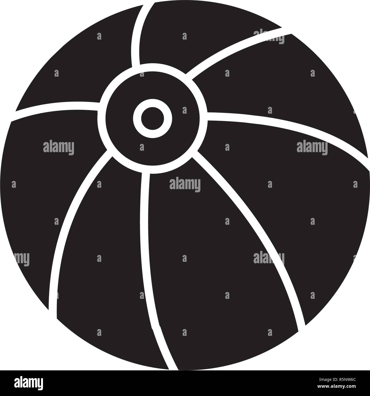 Inflatable ball black icon, vector sign on isolated background ...