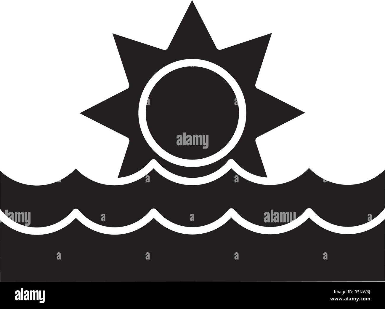 Sunset black icon, vector sign on isolated background. Sunset concept ...