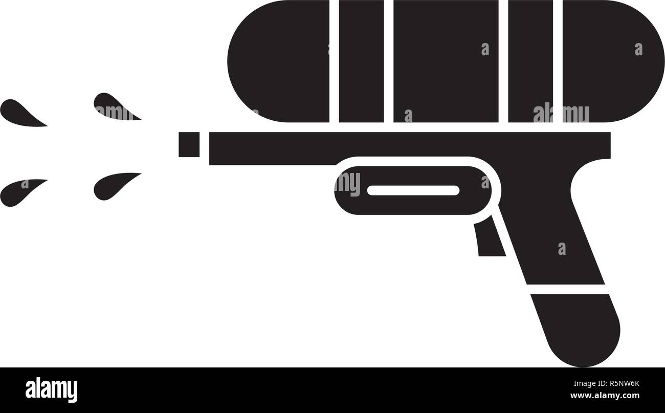 Water gun black icon, vector sign on isolated background. Water gun ...