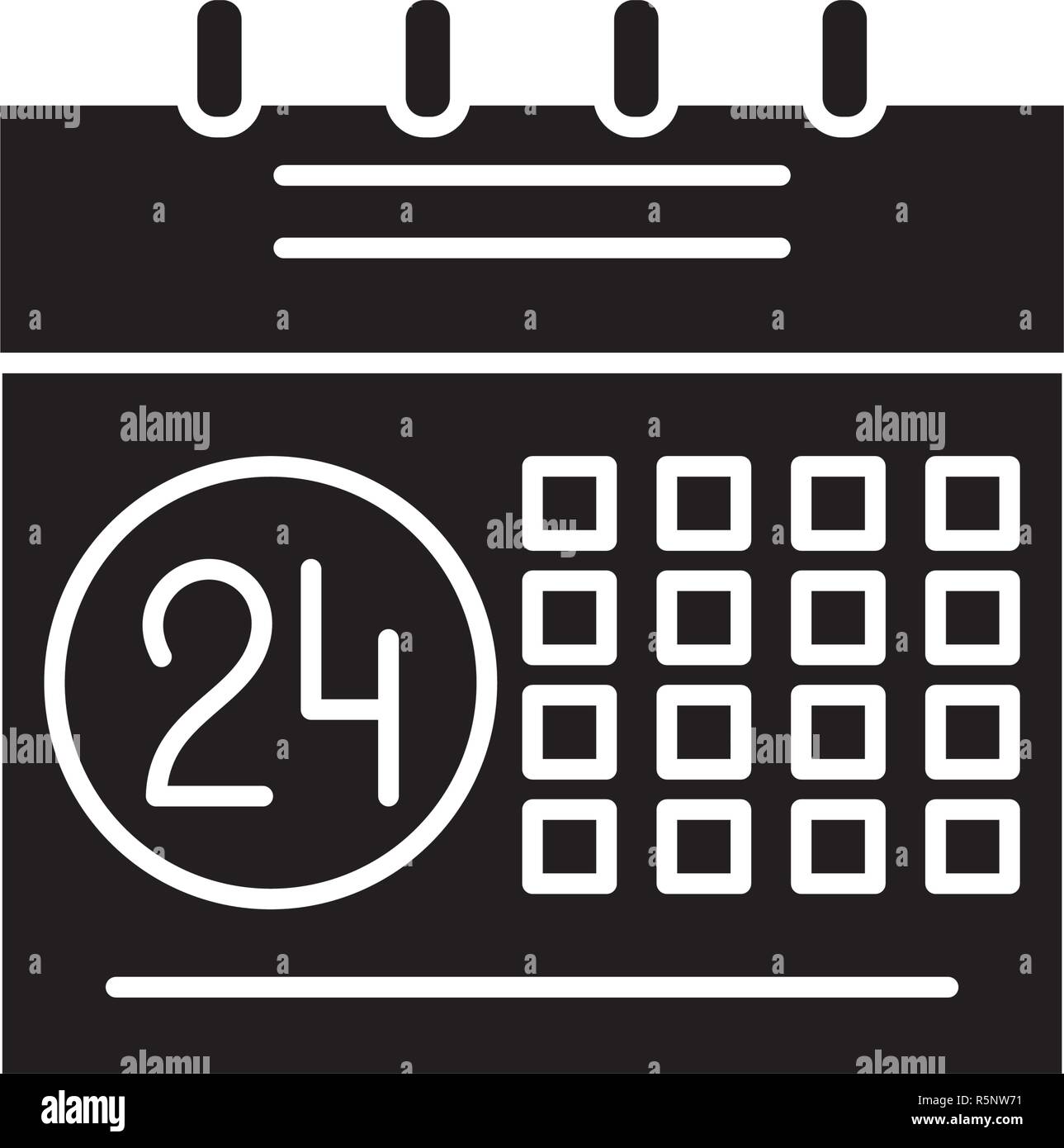 Calendar planning system black icon, vector sign on isolated background ...