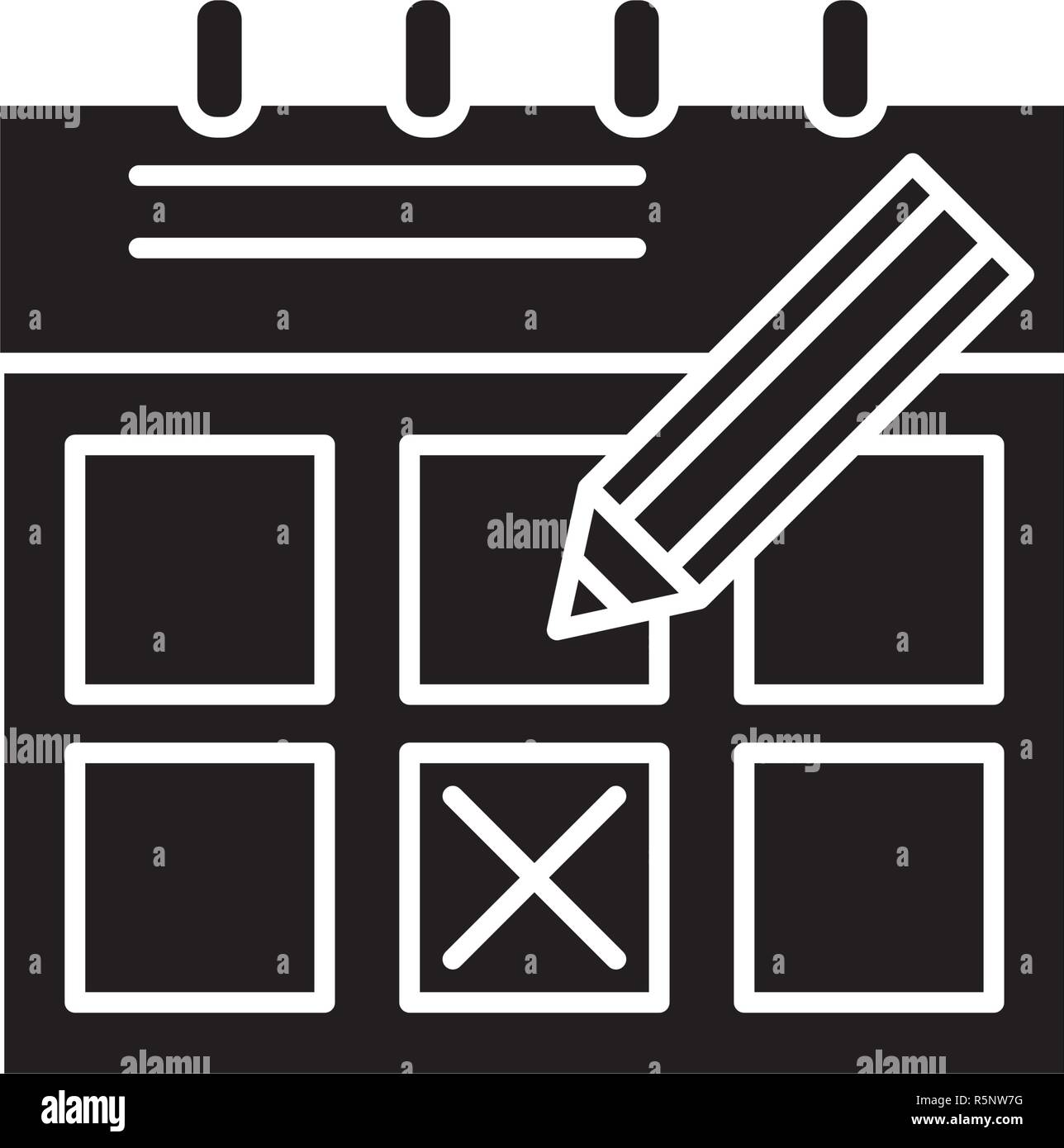 Time planning black icon, vector sign on isolated background. Time ...