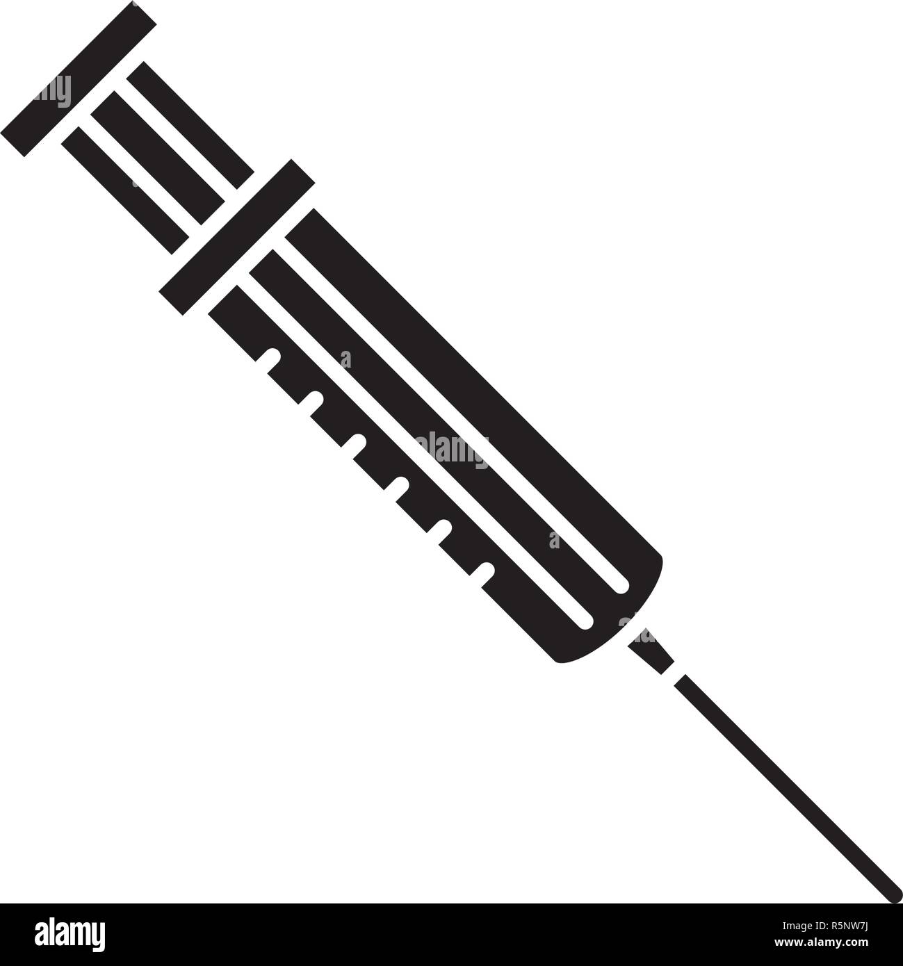 Syringe black icon, vector sign on isolated background. Syringe concept ...