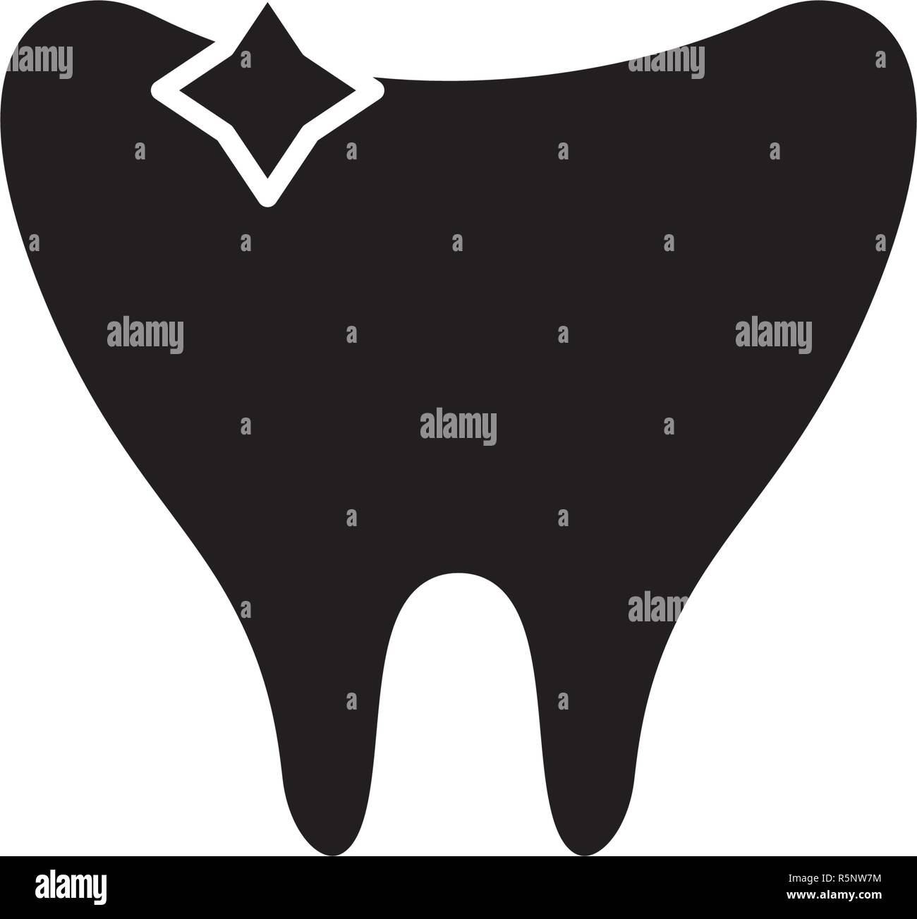 Clean tooth black icon, vector sign on isolated background. Clean tooth ...