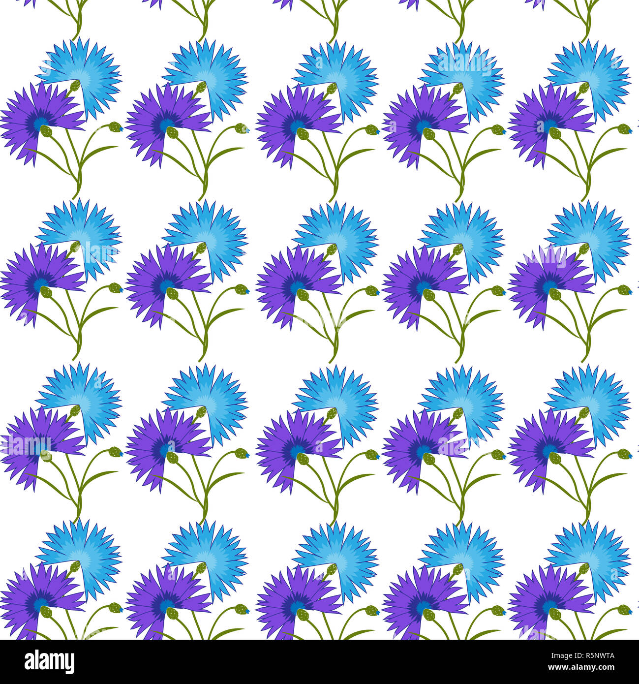 Blue flower cornflower isolated on white background. Cartoon vector ...