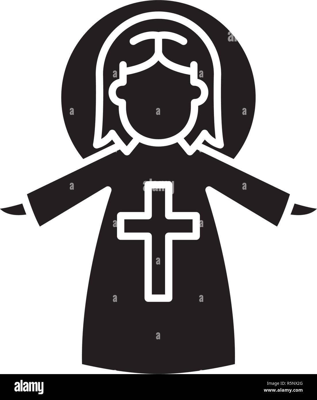 Religious angel black icon, vector sign on isolated background ...