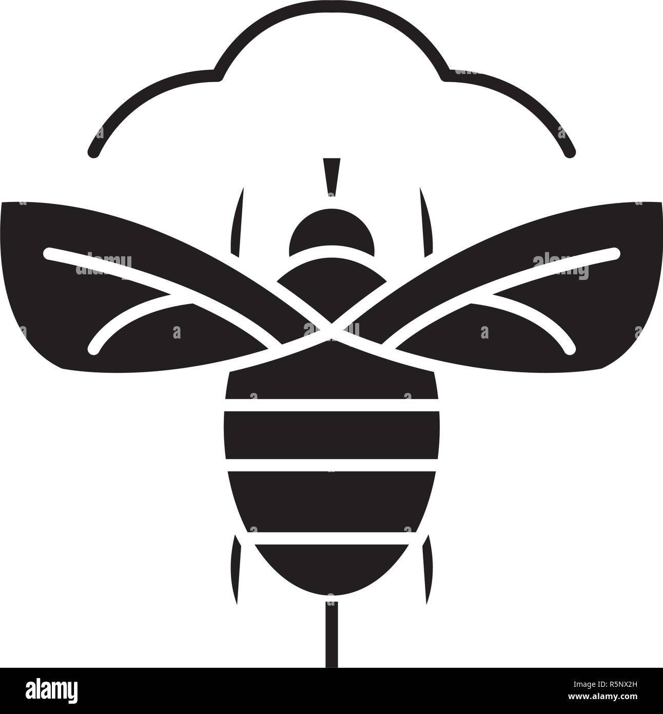 Fly black icon, vector sign on isolated background. Fly concept symbol ...